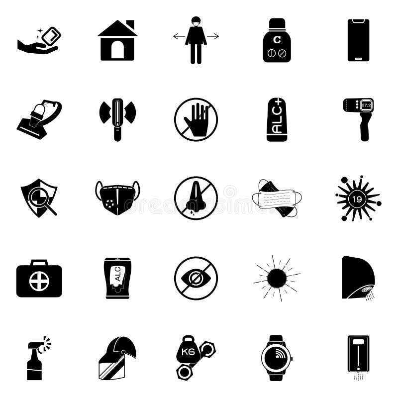 Protect Yourself Against Covid-19 Icons Stock Vector - Illustration of ...
