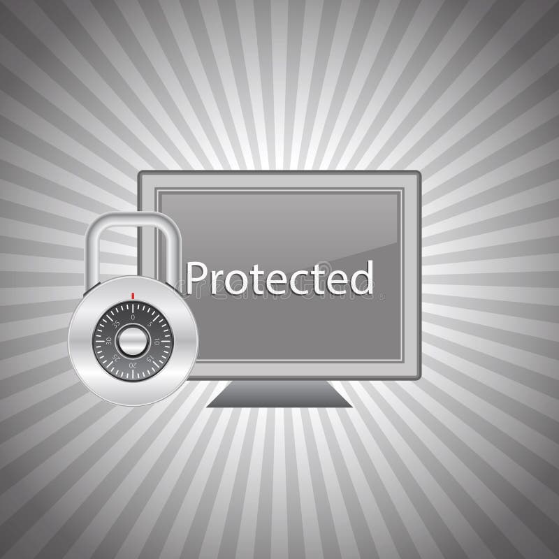 Protected computer stock vector. Illustration of chrome - 52431922