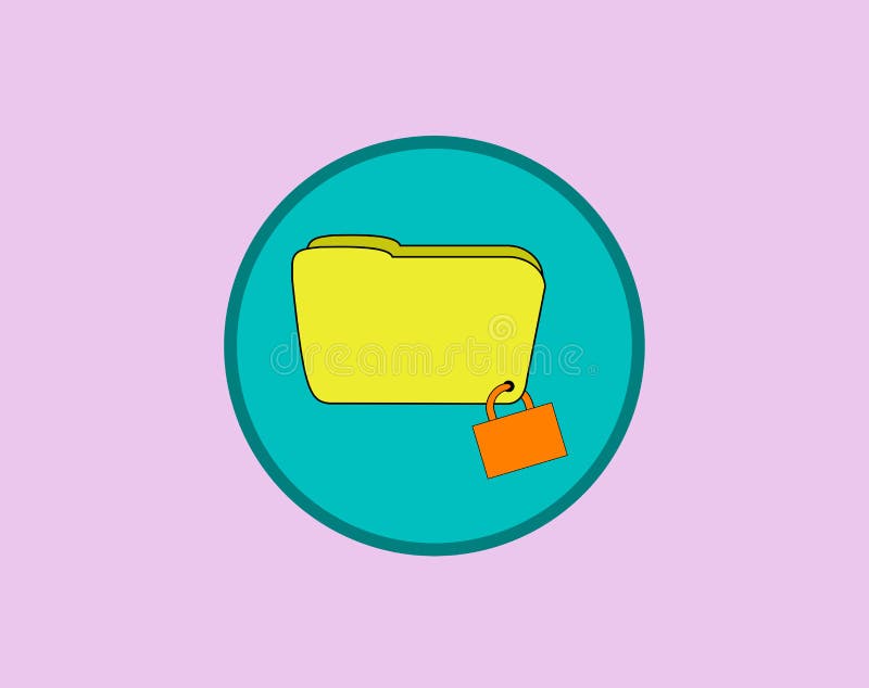 Protected Data Icon. Button, Padlocked Folder Graphic, an Encrypted or ...
