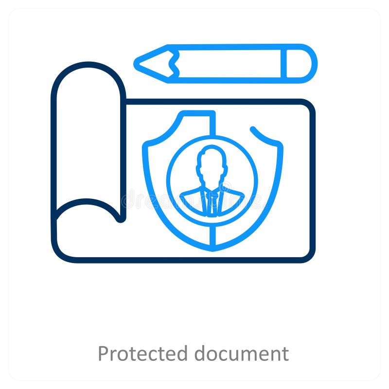 Protected Document and Data Icon Concept Stock Illustration ...