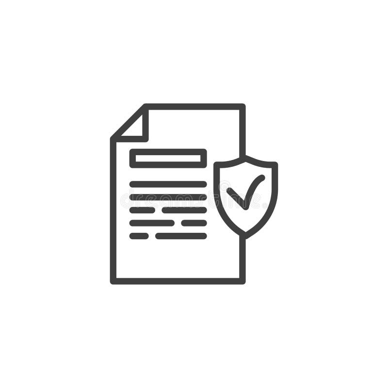 Protected Document File Line Icon Stock Vector - Illustration of ...