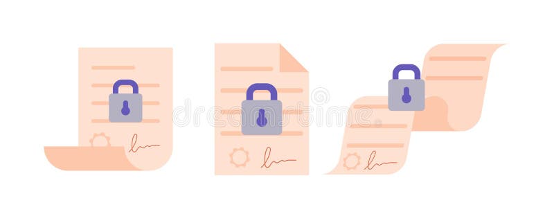 Protected Document Set. Smart Contract. Contract Stock Vector ...