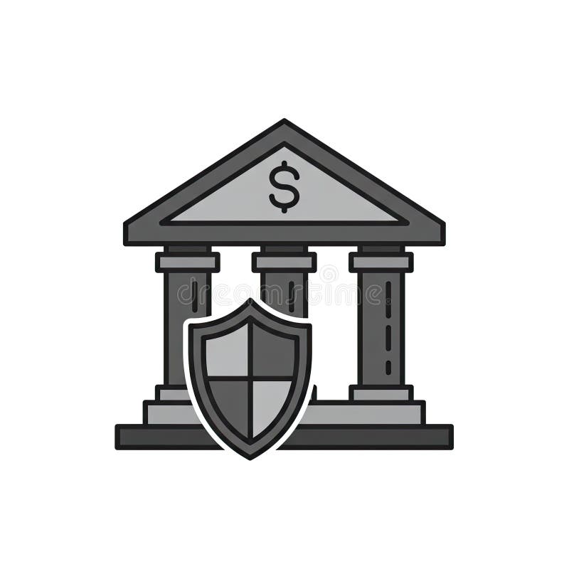 Protected Financial Services Building Symbol with Shield for Assurance ...