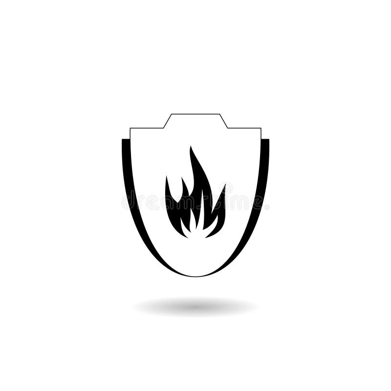 Protected Guard Flame Shield Icon Logo with Shadow Stock Vector ...