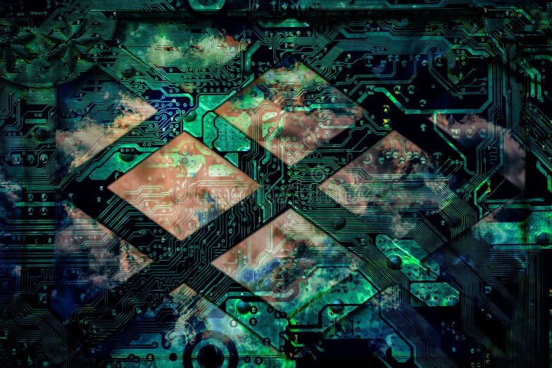 Protected Guard Grid Shield Circuit Board Cloud Comluting Concept ...