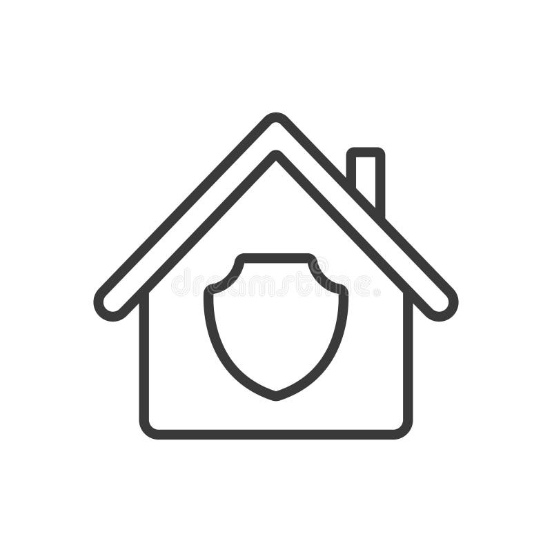 Protected House, Icon in Line Design. Protected, House, Security, Home ...