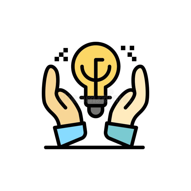 Protected Ideas, Business, Idea, Hand Flat Color Icon. Vector Icon ...