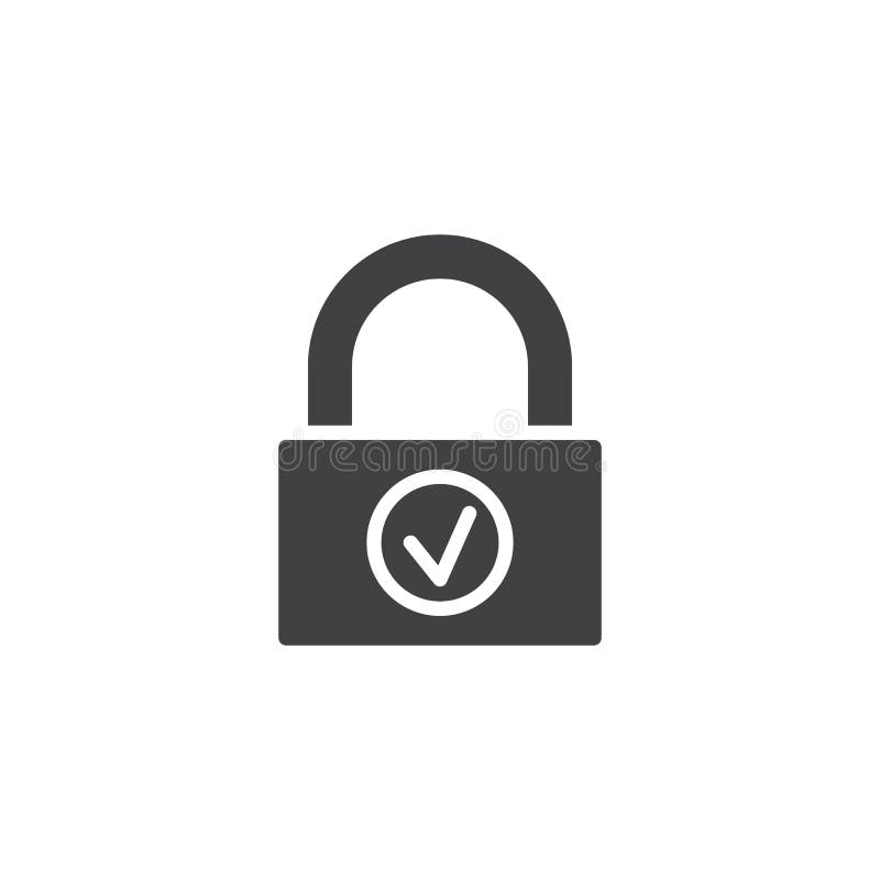 Protected lock vector icon stock vector. Illustration of filled - 144366890
