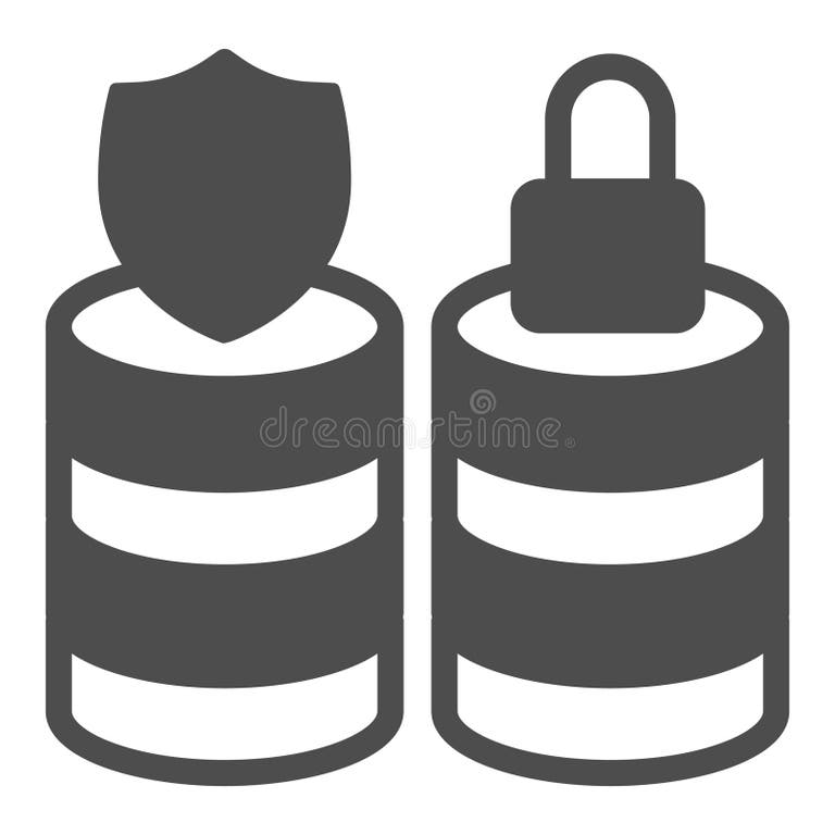 Protected and Locked Database Arrays Solid Icon, Neural Dataset Concept ...