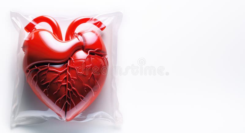 Protected Love Concept. Anatomical Heart in Vacuum Seal Stock ...