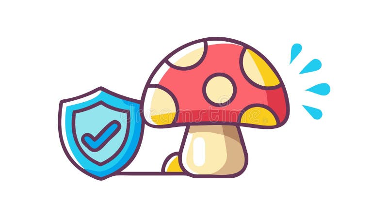 Protected Mushroom Icon, Safe and Secure Nature, Vector Design ...
