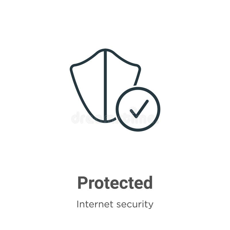 Protected Outline Vector Icon. Thin Line Black Protected Icon, Flat ...