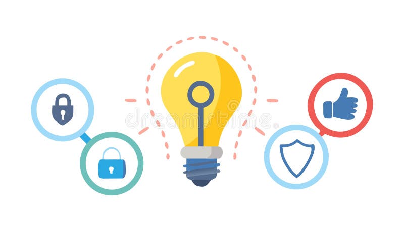 Protected Positive Idea: Secure Approved Concept. Vector Design ...