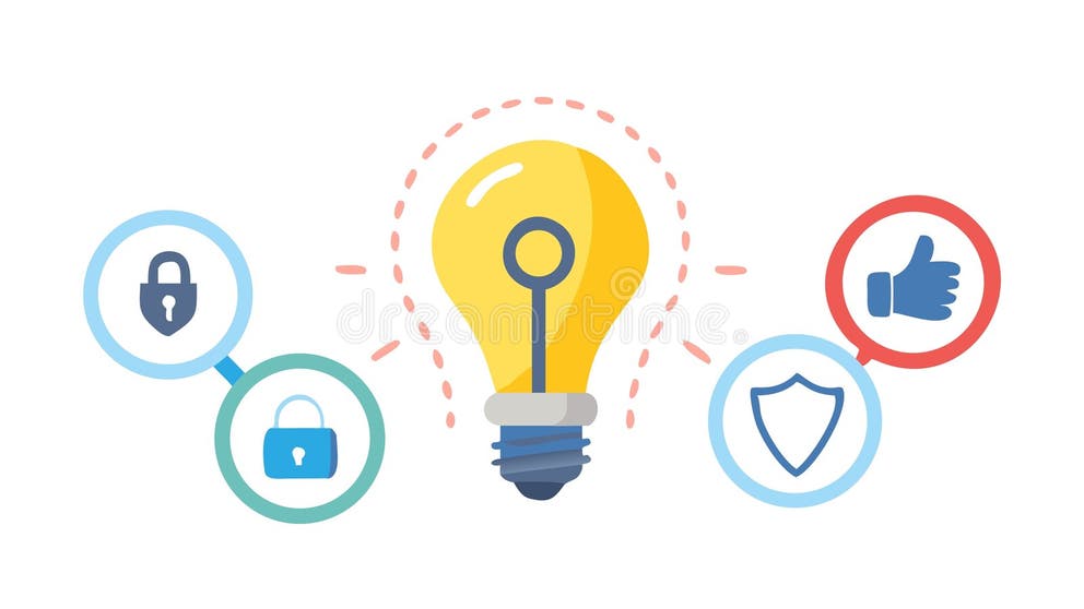 Protected Positive Idea: Secure Approved Concept. Vector Design ...
