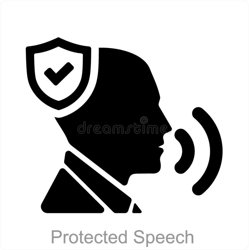 Protected Speech and Chat Icon Concept Stock Illustration ...