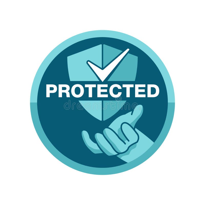 Protected Stamp - Hand Holding Security Shield Stock Vector ...
