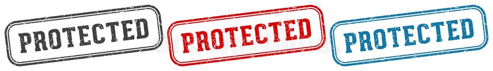 Protected Stamp. Protected Rectangular Stamp Set Isolated on White ...