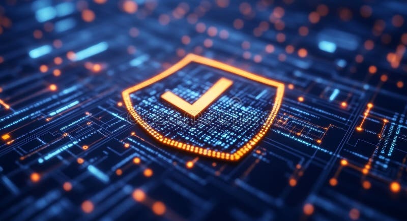 Protected Technology. a Polygonal Wireframe Shield Displaying a Check ...