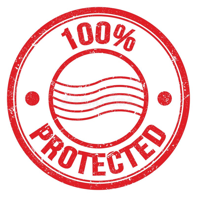 100 PROTECTED Text on Red Round Postal Stamp Sign Stock Illustration ...