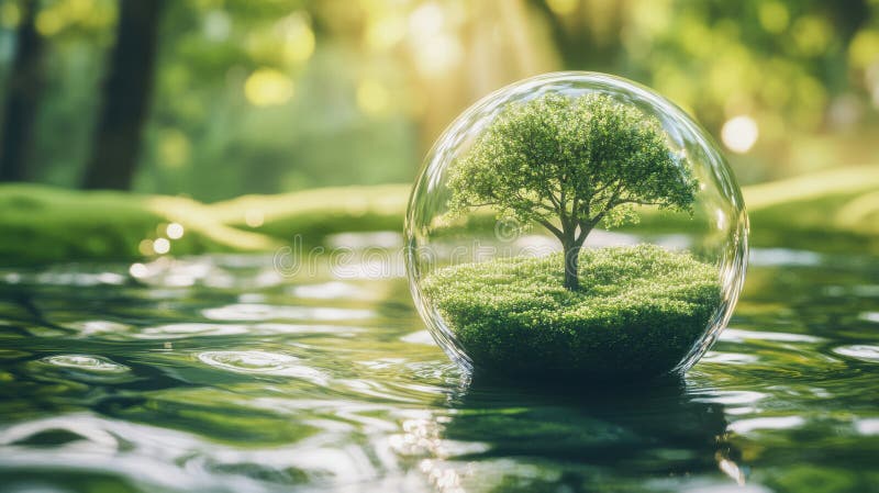 Protected Tree Sphere, a Beautiful Tree Enclosed in a Glass Sphere Sits ...