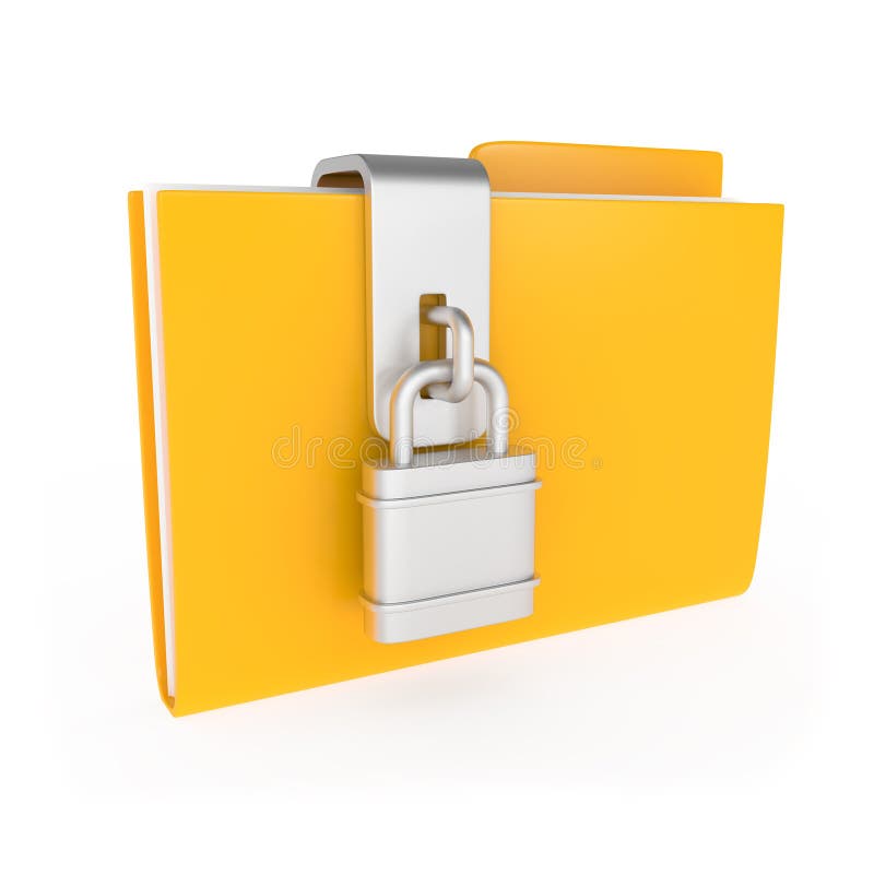 Protected Yellow Folder with Lock on White Stock Illustration ...