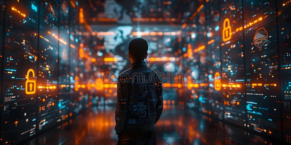 Protecting Business Data Secure Computer Setup And Email Check Stock Illustration Illustration