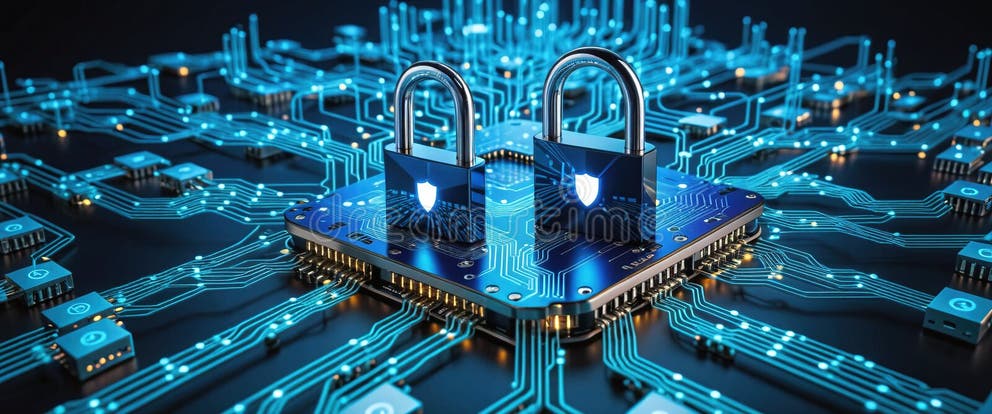 Protecting Data and Maintaining Privacy with Security Concept - Padlock on Computer Circuit ...
