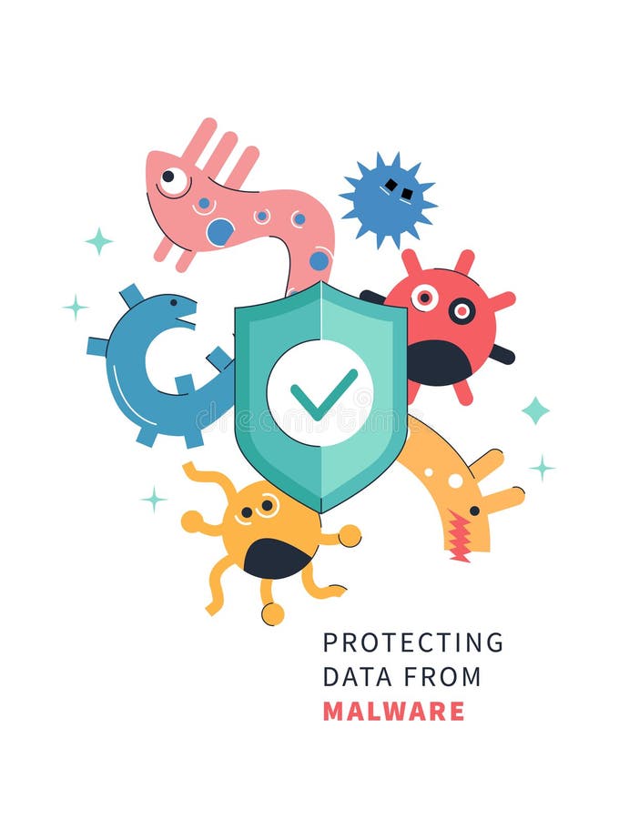 Protecting Data from Malware and Spam. Cybersecurity Awareness Stock ...