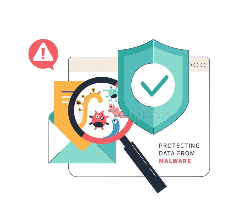 Protecting Data from Malware and Spam - Modern Flat Vector for Digital Security. Stock ...