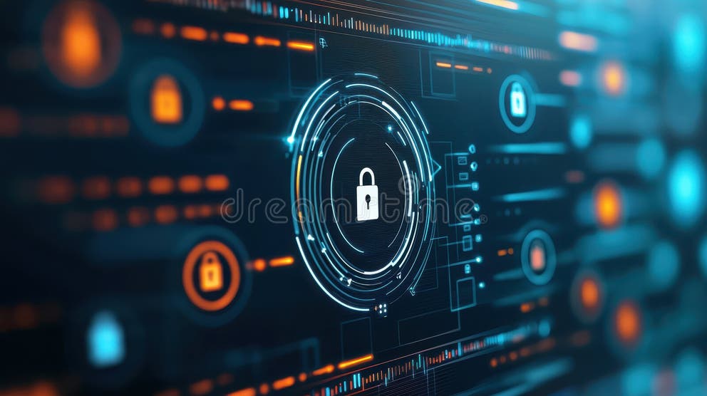 Protecting Digital Data, Cybersecurity Lock Secures Computer Screen ...