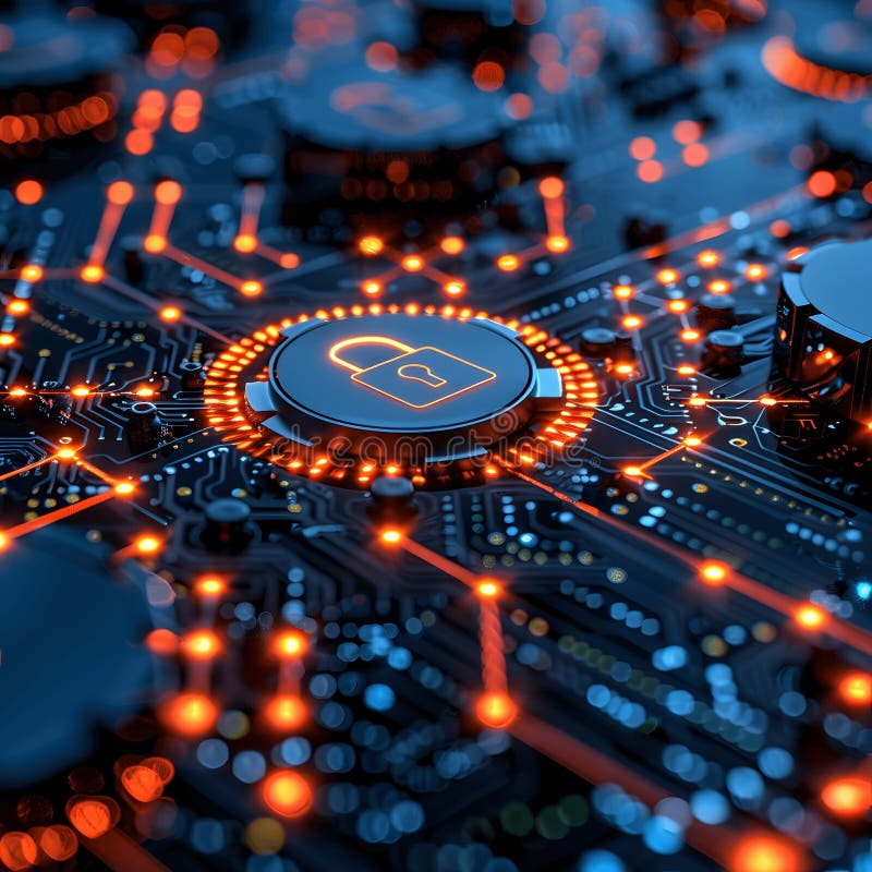 Protecting Digital Frontiers with Encrypted Locks. Stock Illustration ...