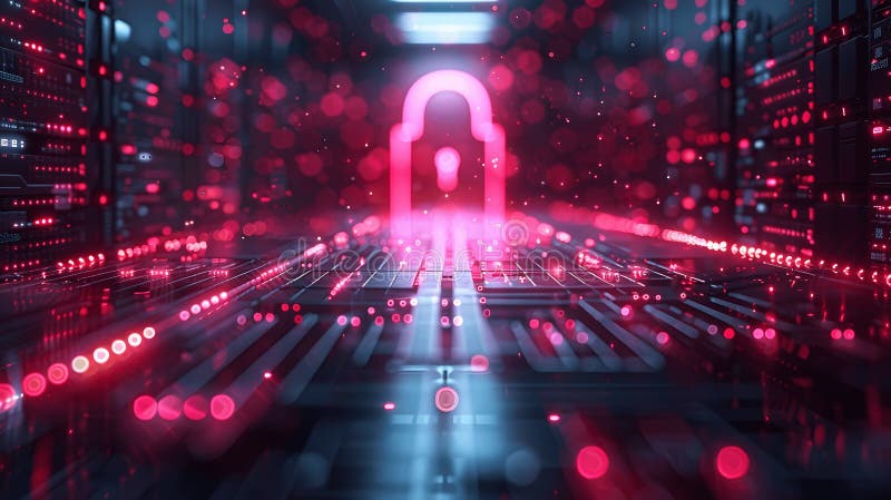 Protecting the Digital Realm with a Lock. Stock Illustration ...