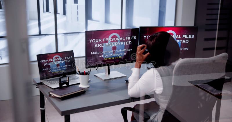 Protecting Lady S Data: a Cyber Security Hack Attack Stock Photo ...