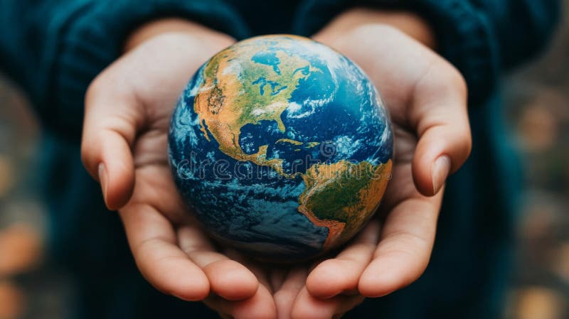 Protecting Our Planet: Hands Gently Holding a Globe Stock Illustration ...