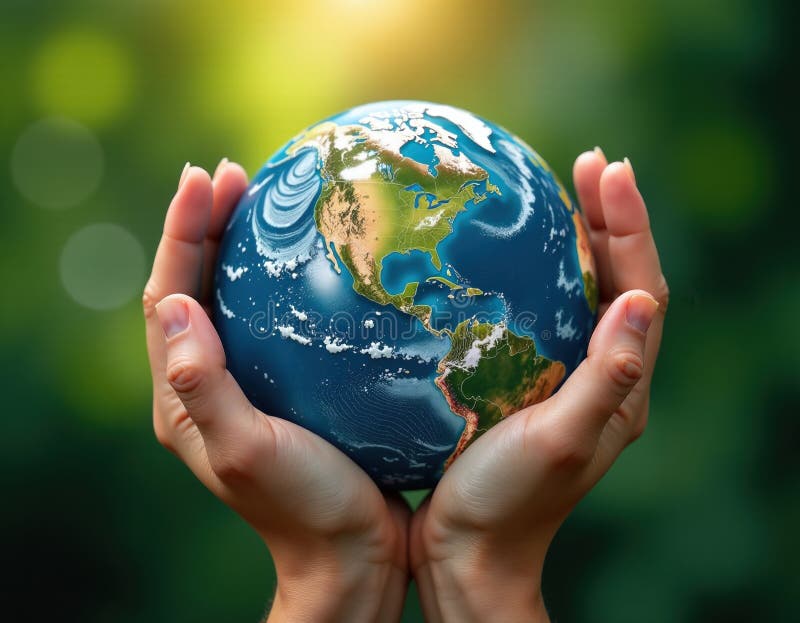 Protecting Our Planet Hands Holding Earth Globe Stock Illustration ...