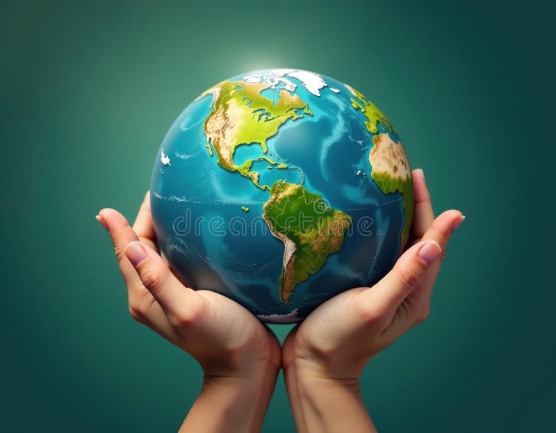 Protecting Our Planet Hands Holding Earth Globe Stock Illustration ...