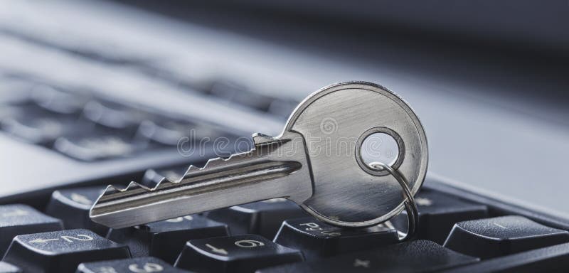 Protecting Personal Data and Money , Key on Computer Keyboard Stock ...