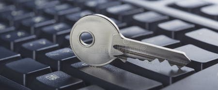 Protecting Personal Data and Money , Key on Computer Keyboard Stock ...