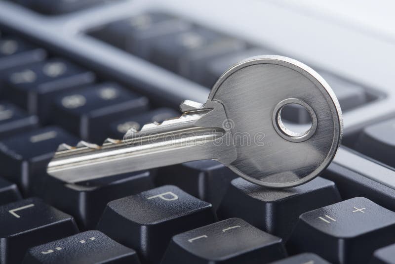 Protecting Personal Data and Money , Key on Computer Keyboard Stock ...
