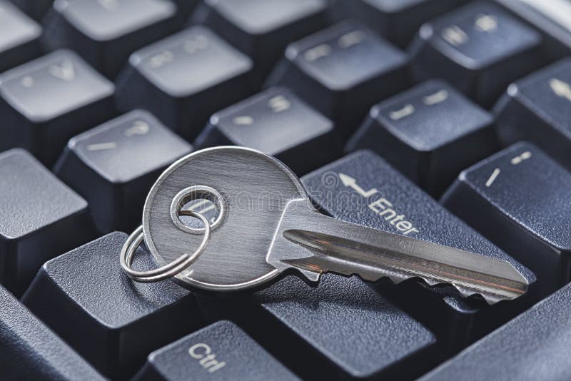 Protecting Personal Data and Money , Key on Computer Keyboard Stock ...