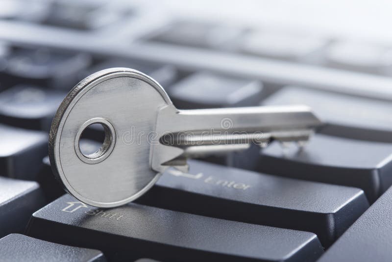 Protecting Personal Data and Money , Key on Computer Keyboard Stock ...