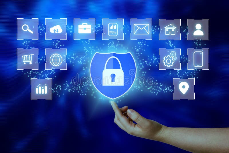 Protection Against Dangers Concept with Blocked Shield and Virtual ...