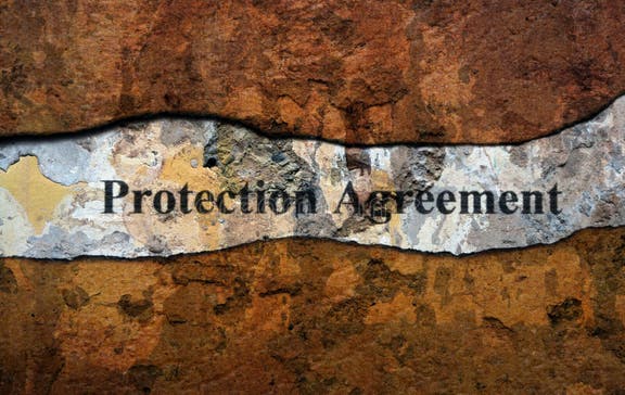 Protection Agreement Text on Wall Stock Photo - Image of contract ...