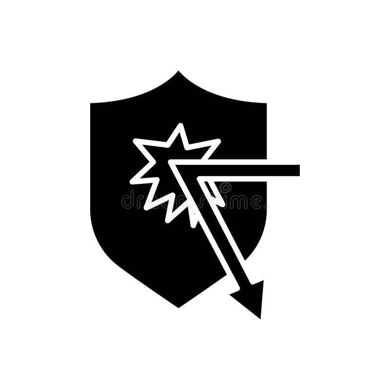 Protection from Attack Icon Set. Shield Safety Guard Vector Symbol in a ...