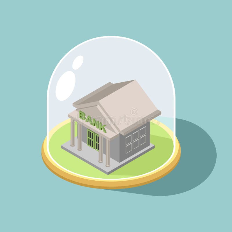 Protection of Bank. Bank Isometric Building Stock Vector - Illustration ...