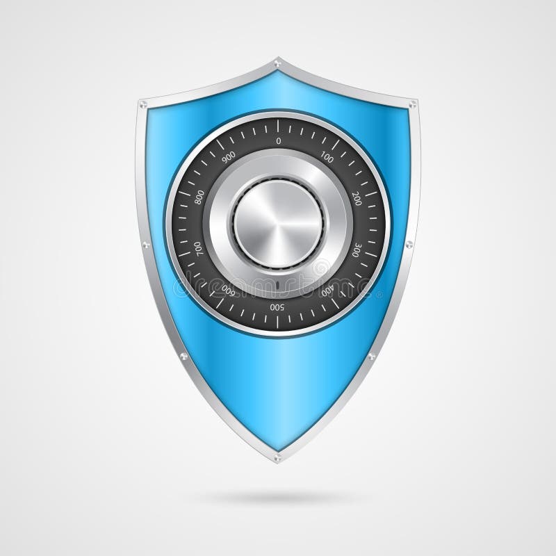 Protection Blue Shield with the Combination Lock. Stock Vector ...