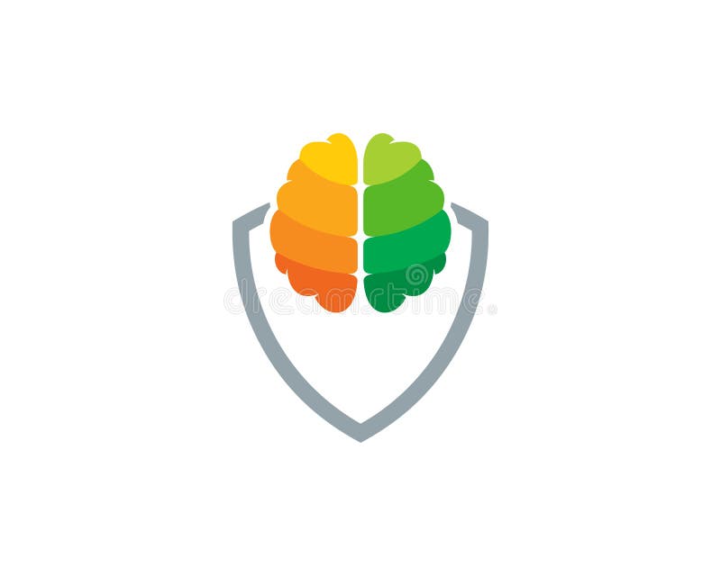 Brain Shield Security Icon Logo Design Element Stock Vector ...