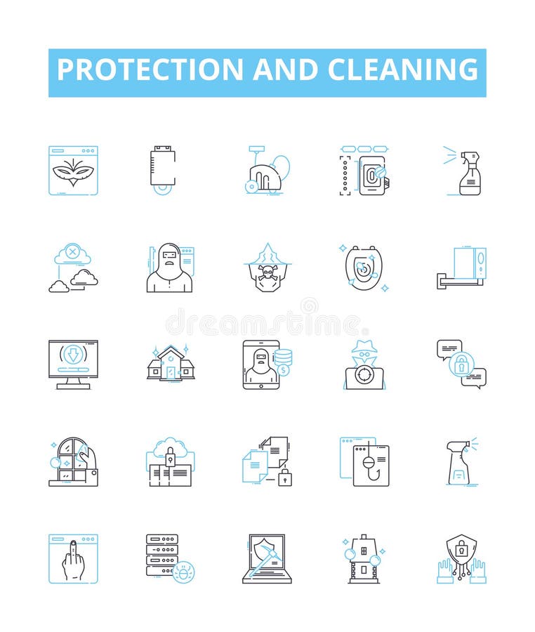 Cleaning Icons, Signs, Outline Symbols, Concept Linear Illustration ...