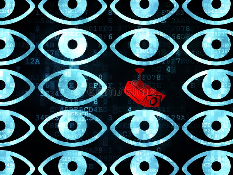 Protection Concept: Cctv Camera Icon on Digital Stock Illustration ...