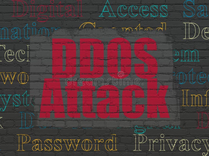 Protection Concept: DDOS Attack on Wall Background Stock Illustration ...